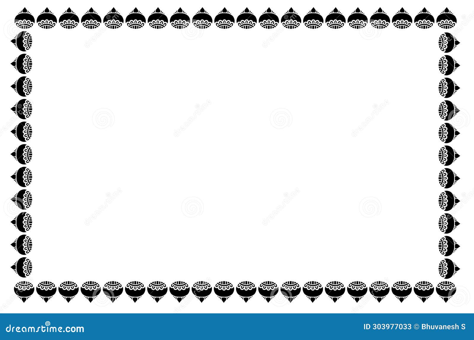 Rectangle Border Frame Design Concept of Rangoli Pattern Isolated on ...