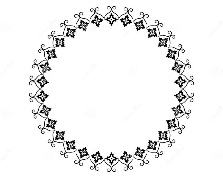 Round Frame Design Concept of Flowers and Spirals Isolated on White ...
