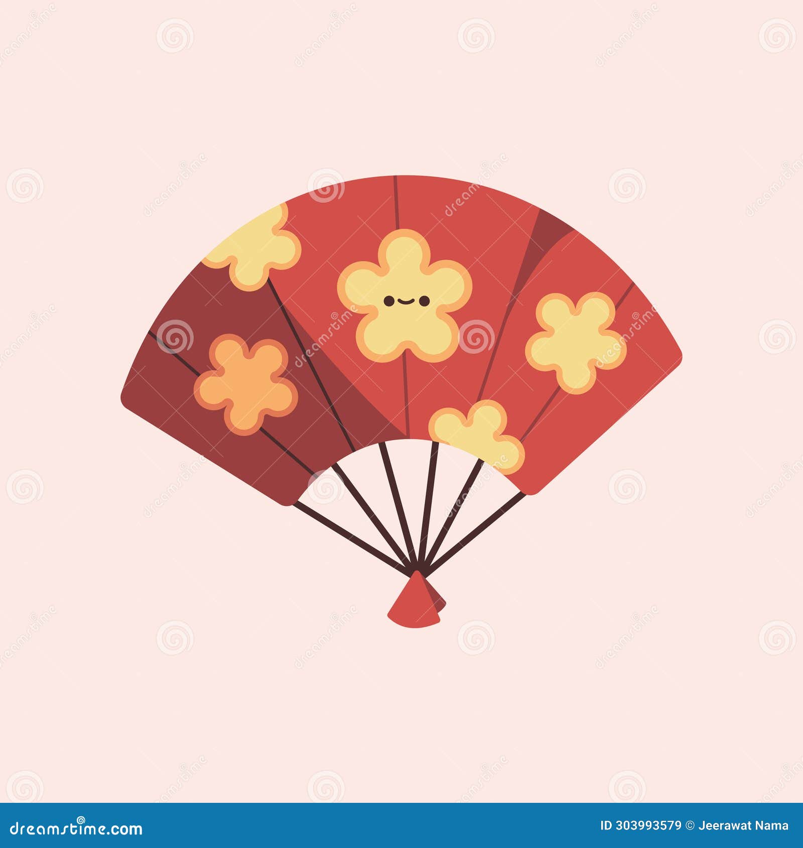 Chinese New Year Cute Chinese Fan Design Vector Illustration in Flat ...