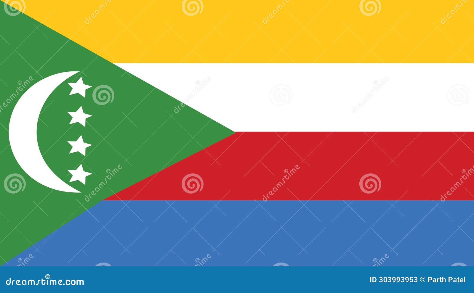 National Flag of Union of the Comoros Stock Illustration - Illustration ...