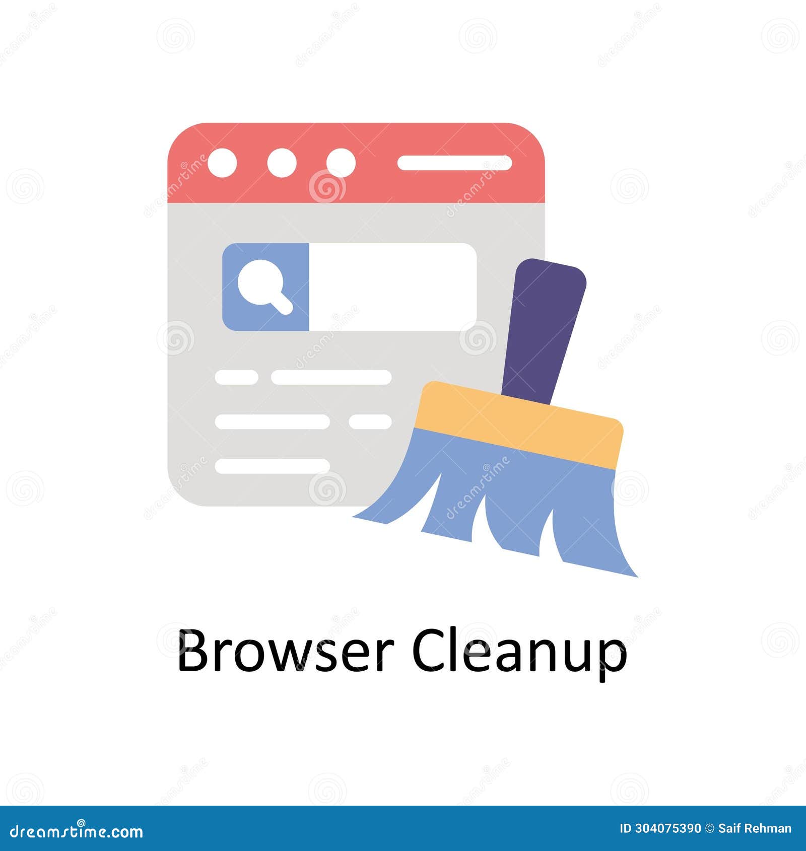 Browser Cleanup Vector Flat Icon Style Illustration. EPS 10 File Stock ...