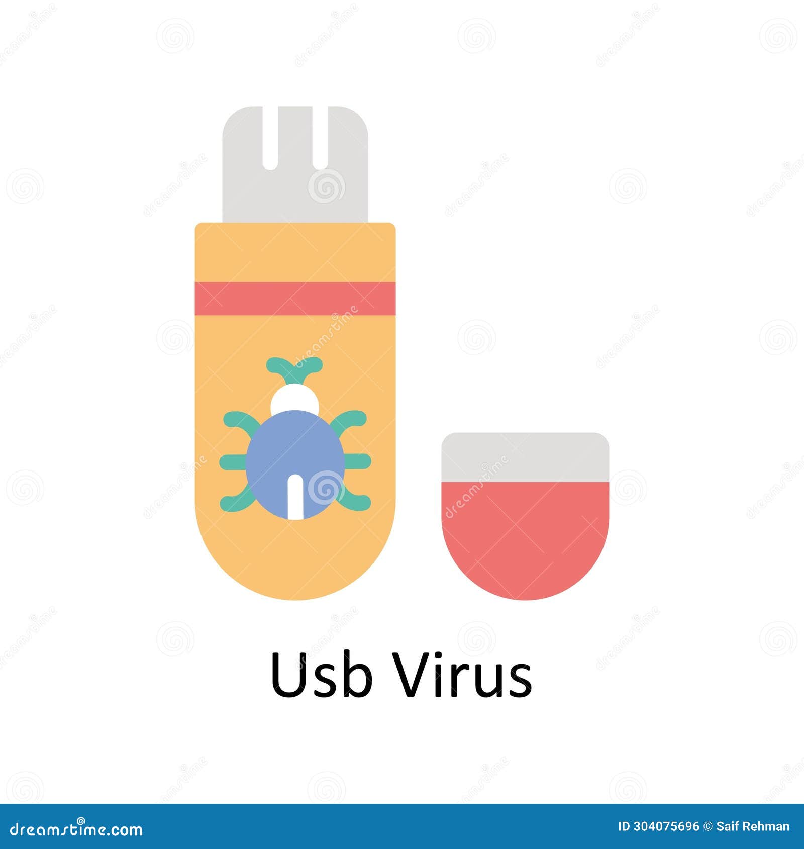 Usb Virus Vector Flat Icon Style Illustration. EPS 10 File Stock Vector ...