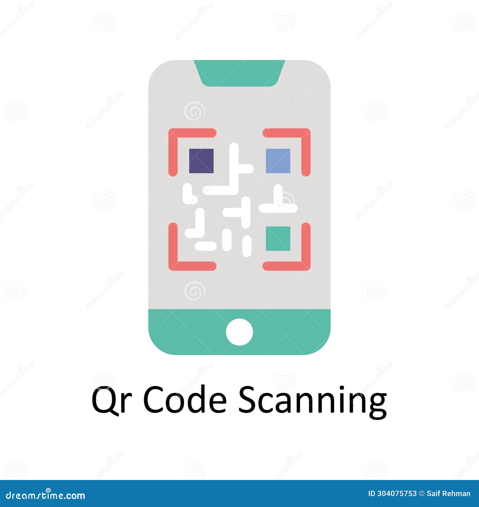 Qr Code Scanning Vector Flat Icon Style Illustration. EPS 10 File Stock ...