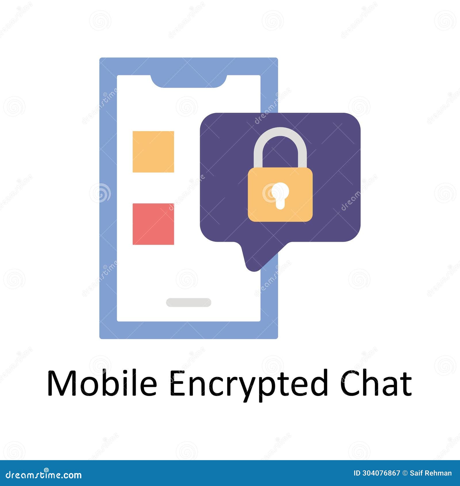 Mobile Encrypted Chat Vector Flat Icon Style Illustration. EPS 10 File ...