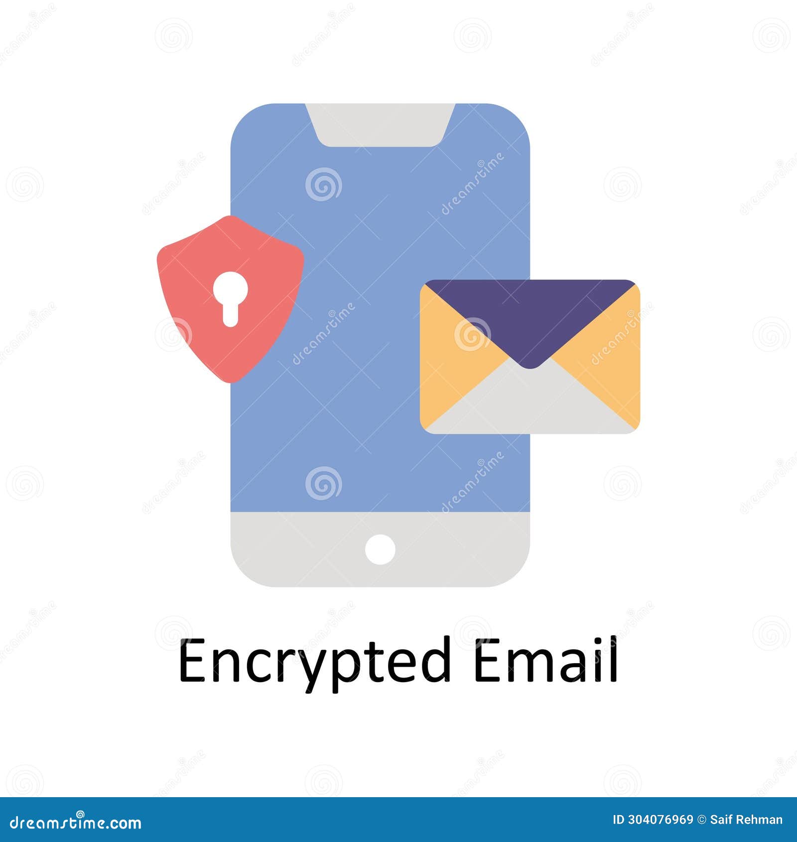 Encrypted Email Vector Flat Icon Style Illustration. EPS 10 File Stock ...