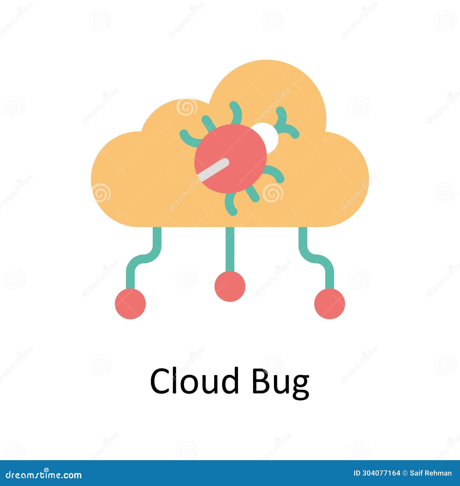 Cloud Bug Vector Flat Icon Style Illustration. EPS 10 File Stock Vector - Illustration of ...