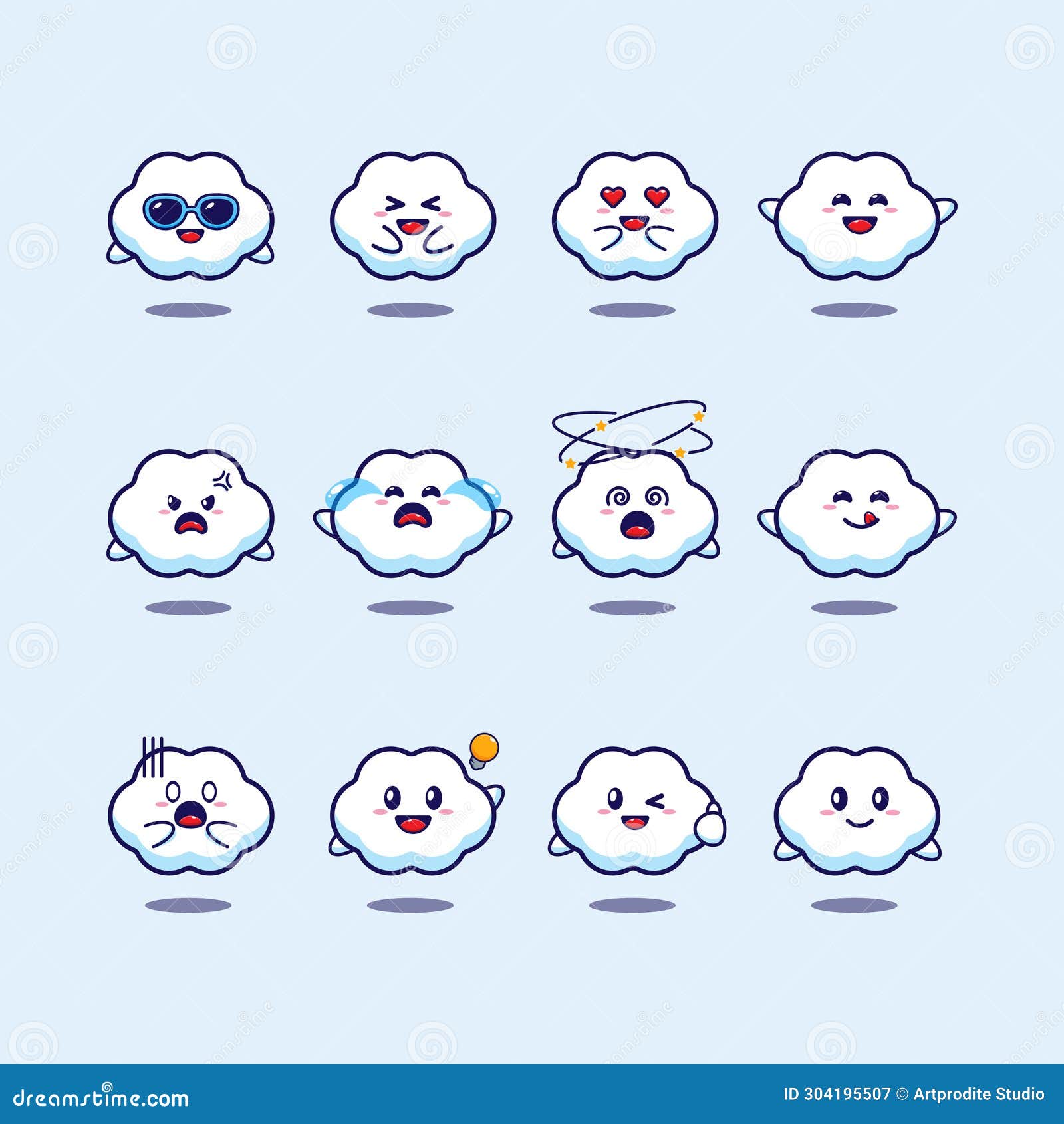 Cute Cloud Cartoon Character Vector Illustration. Stock Vector ...