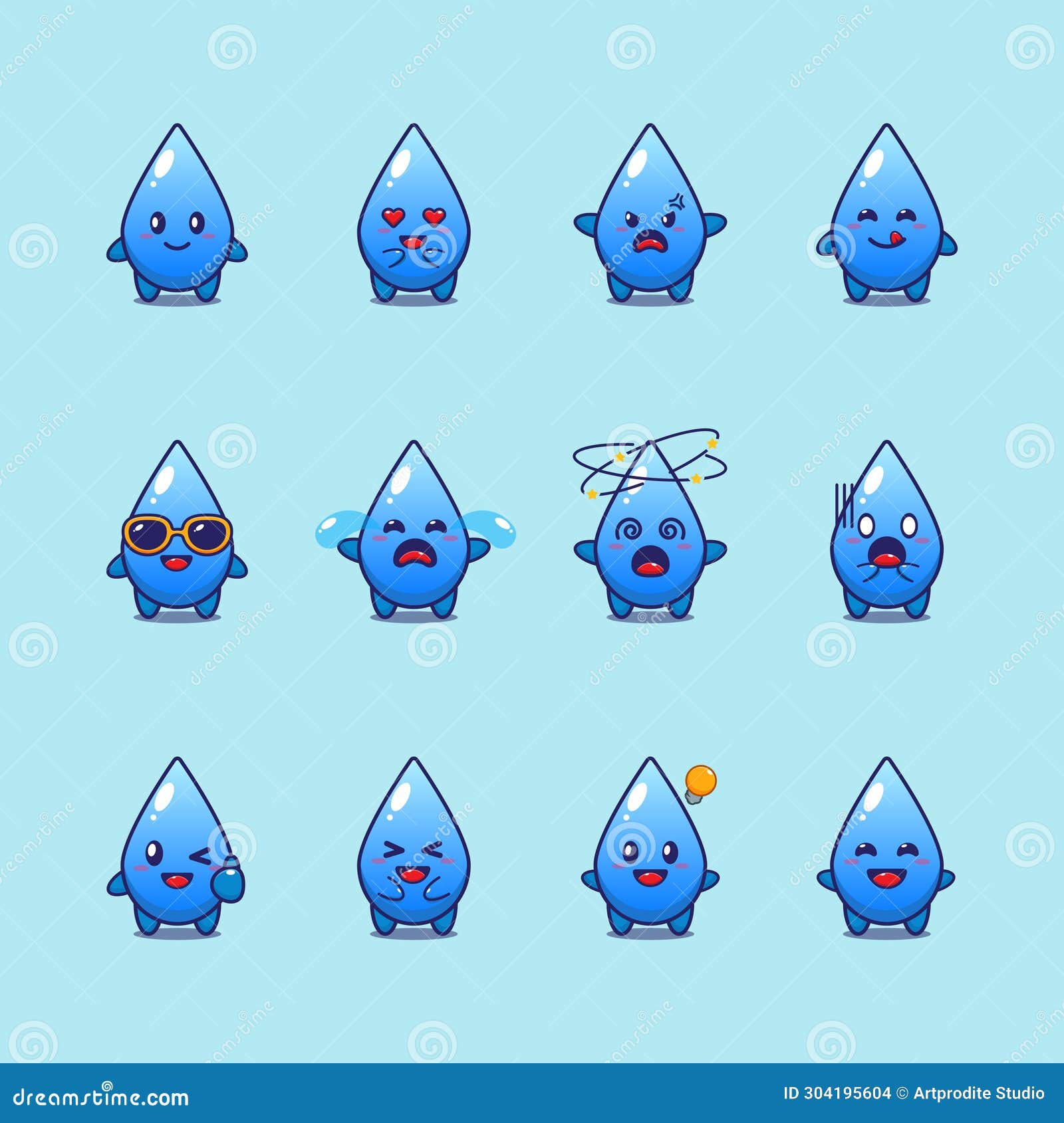 Cute Water Cartoon Character Vector Illustration. Stock Vector ...