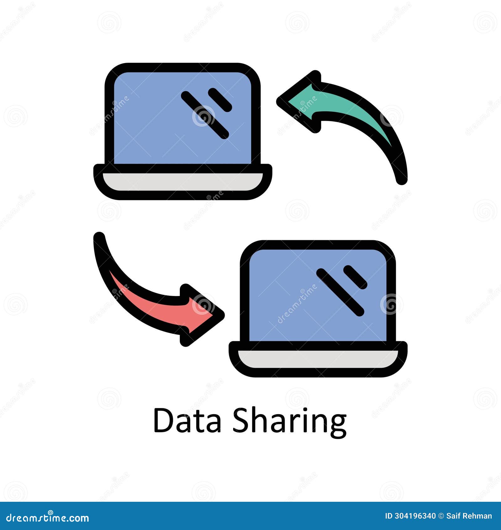 Data Sharing Vector Filled Outline Icon Style Illustration. EPS 10 File ...