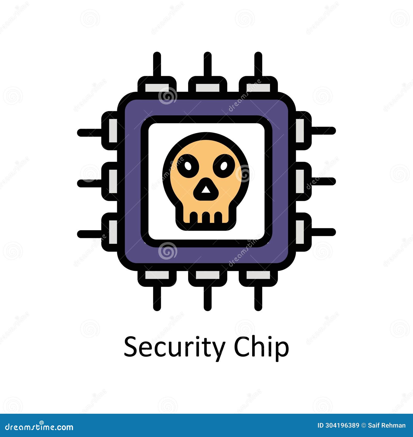 Security Chip Vector Filled Outline Icon Style Illustration. EPS 10 ...