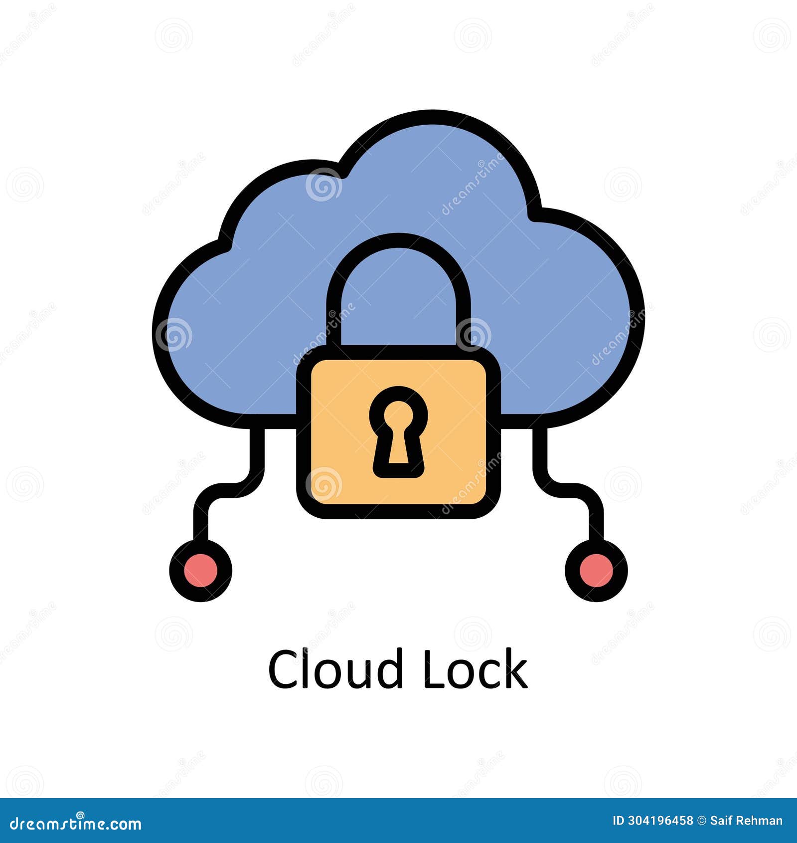 Cloud Lock Vector Filled Outline Icon Style Illustration. EPS 10 File ...