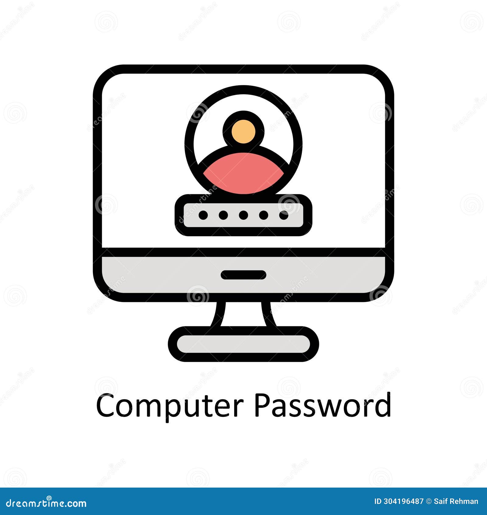 Computer Password Vector Filled Outline Icon Style Illustration. EPS 10 ...