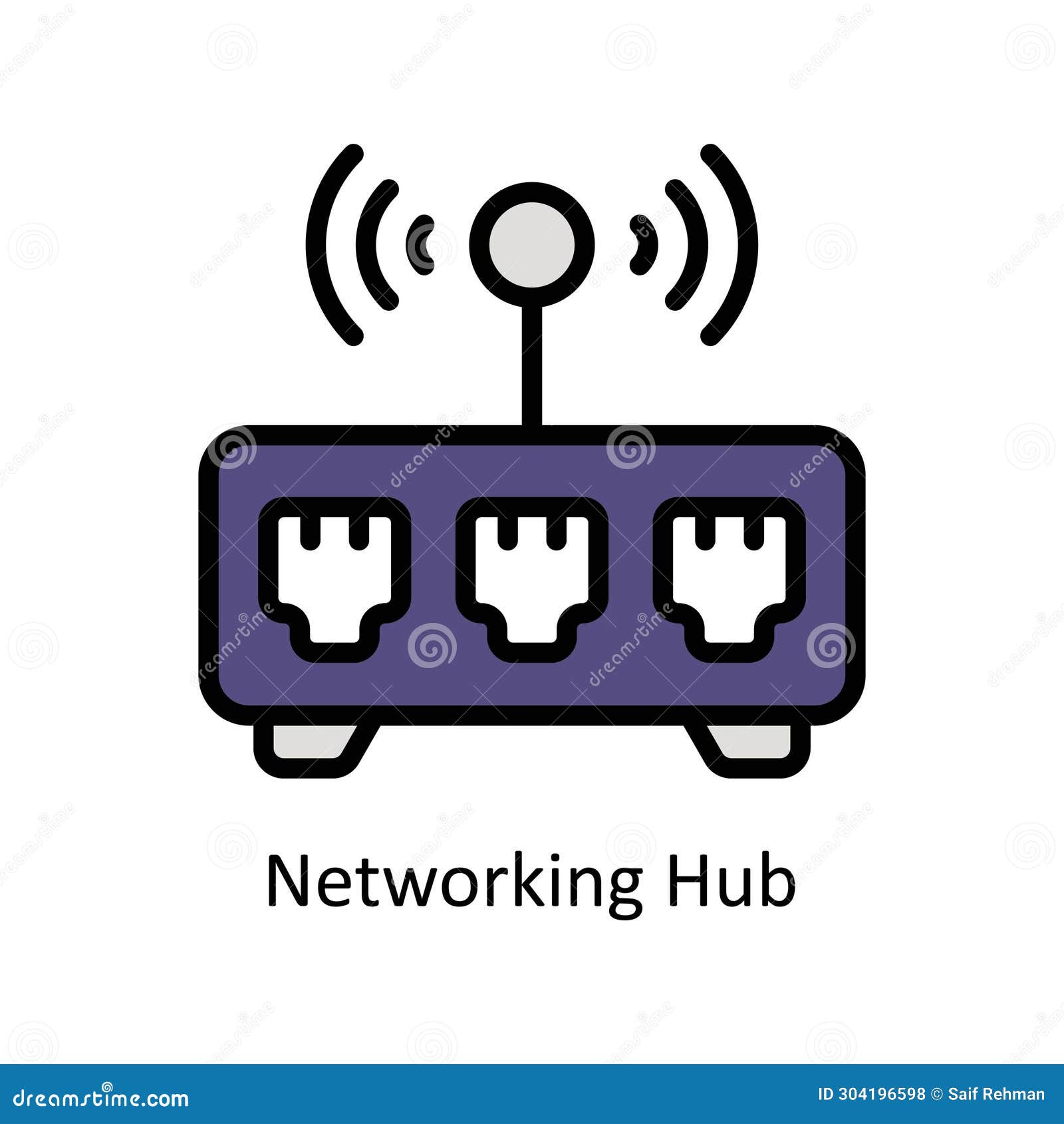 Networking Hub Vector Filled Outline Icon Style Illustration. EPS 10 ...