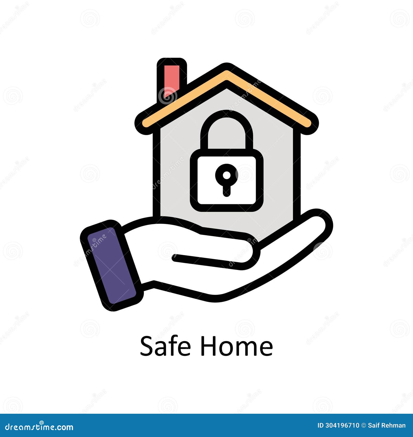 Safe Home Vector Filled Outline Icon Style Illustration. EPS 10 File ...