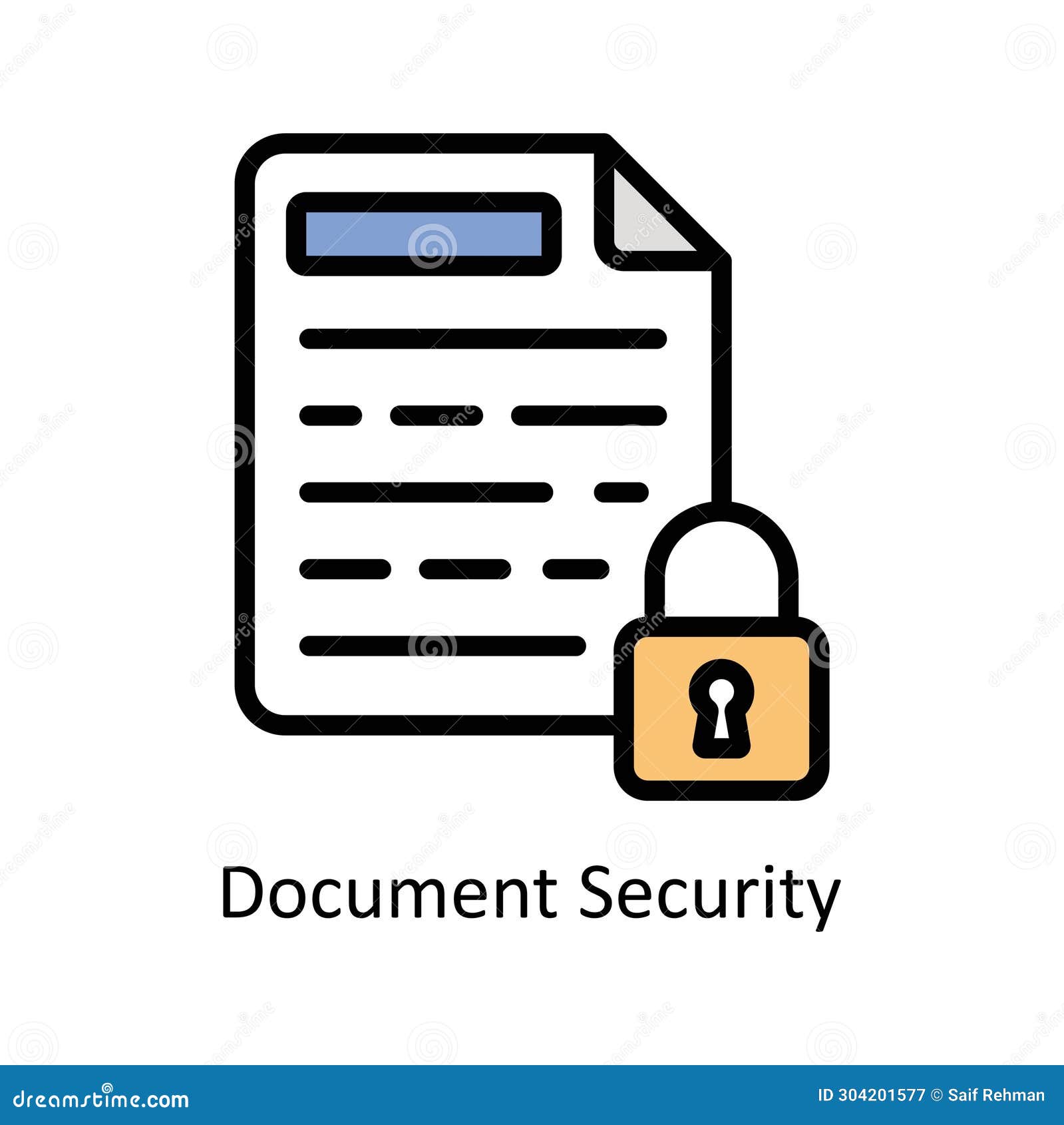 Document Security Vector Filled Outline Icon Style Illustration. EPS 10 ...