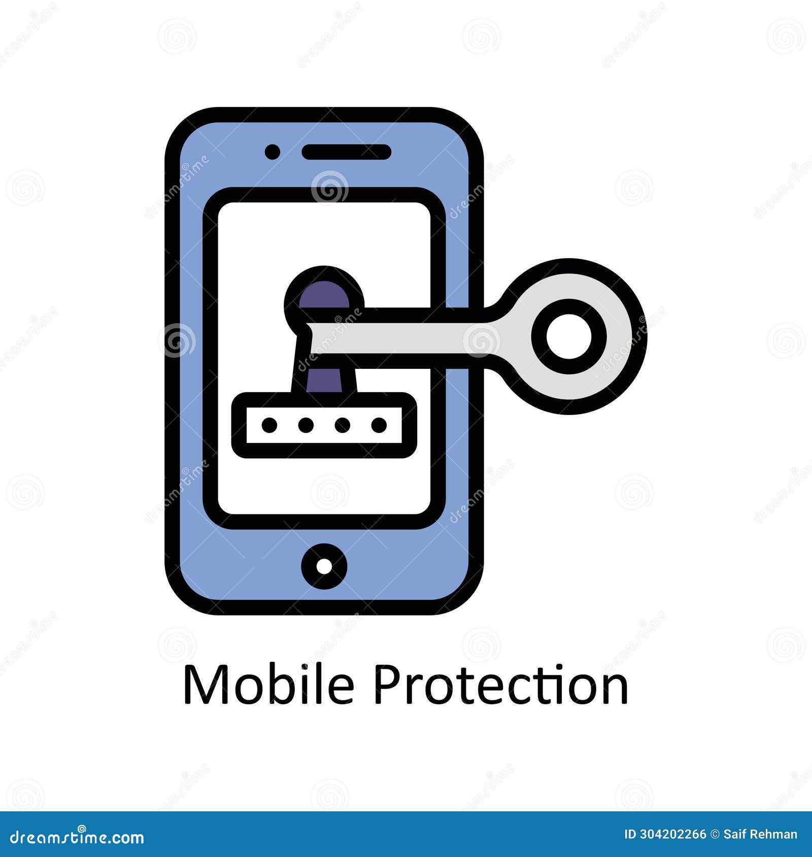 Mobile Protection Vector Filled Outline Icon Style Illustration. EPS 10 ...