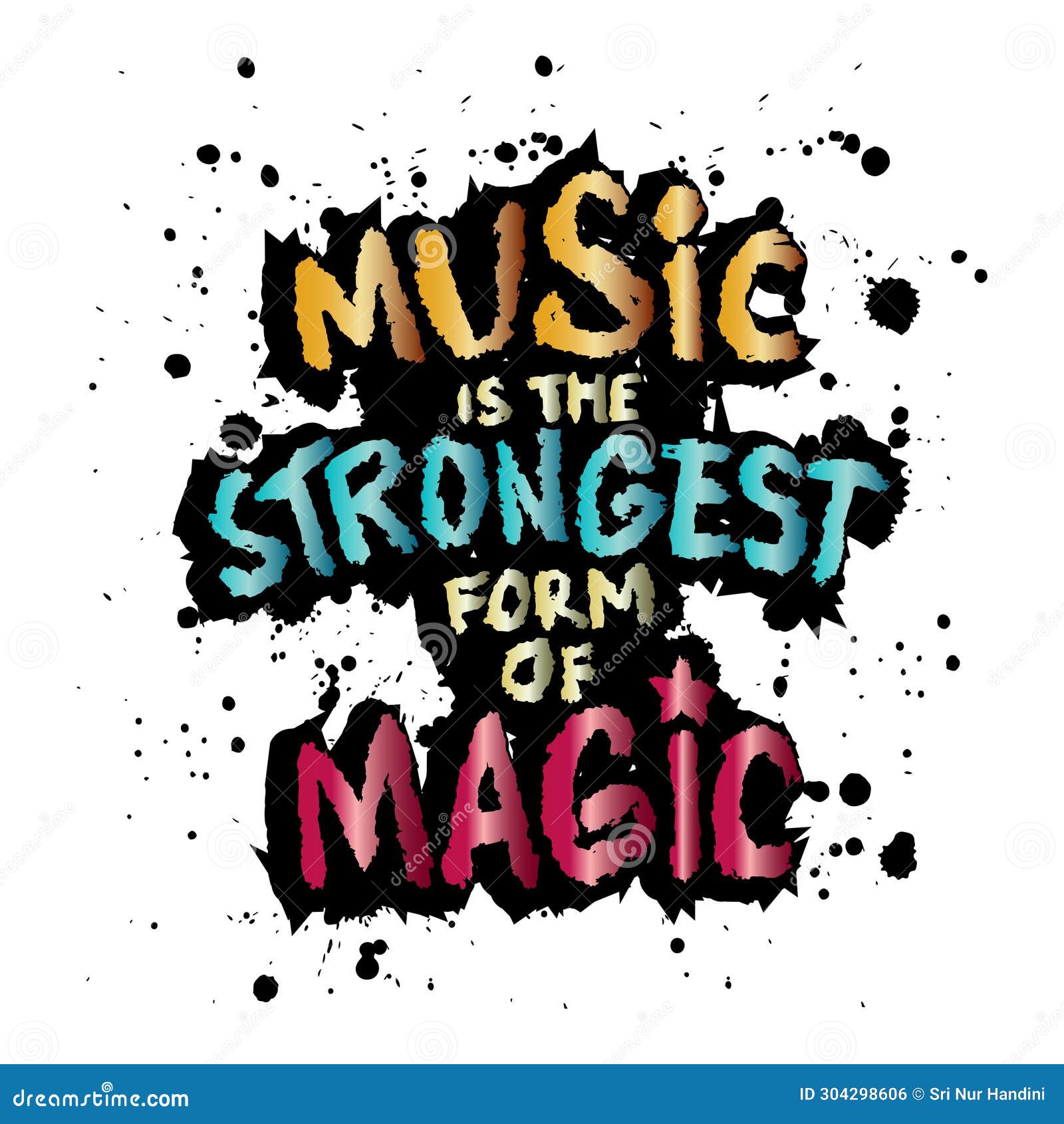 Music Is The Strongest Form Of Magic - Hand Drawn Lettering Quote ...