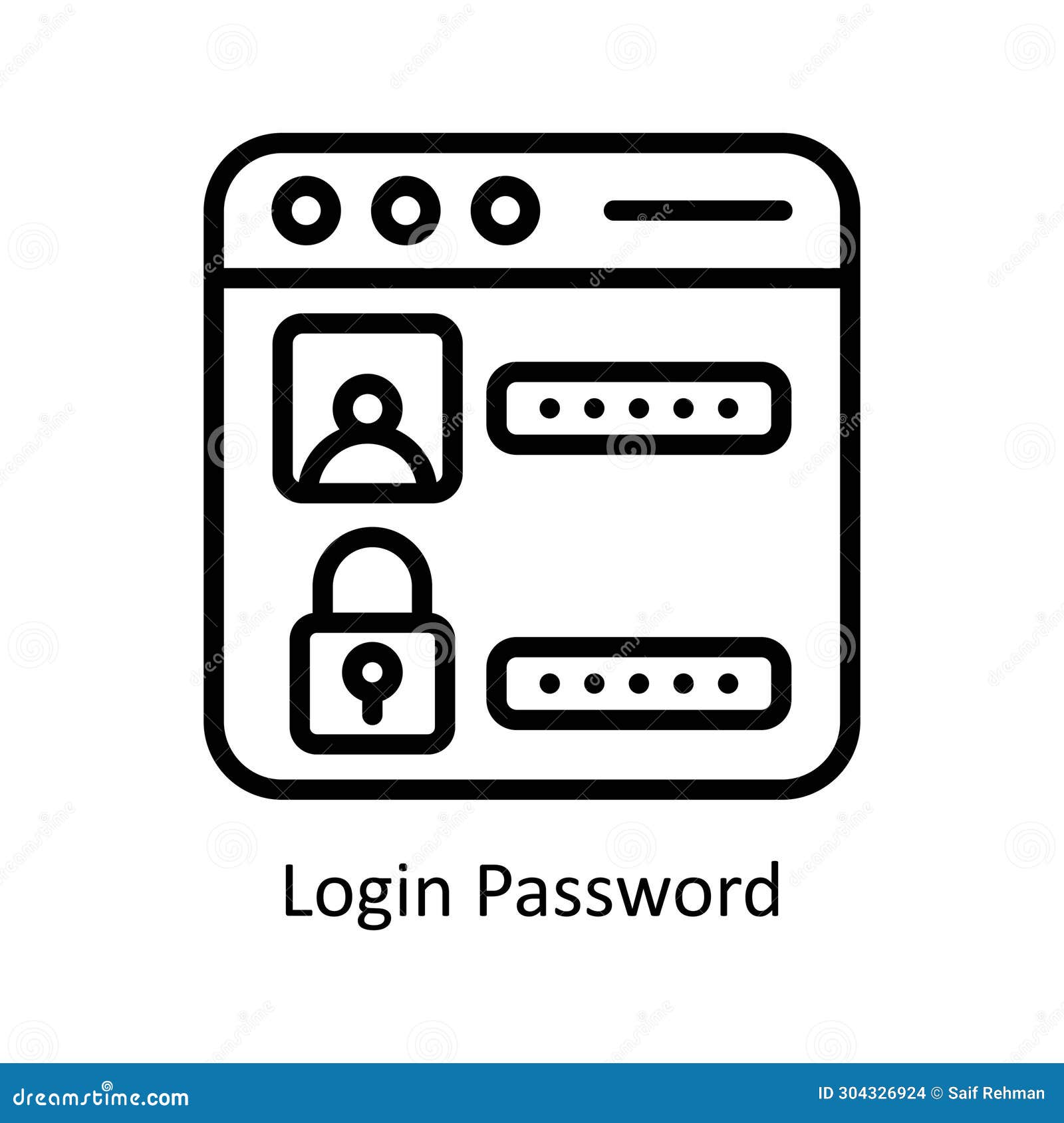 Login Password Vector Outline Icon Style Illustration. EPS 10 File ...