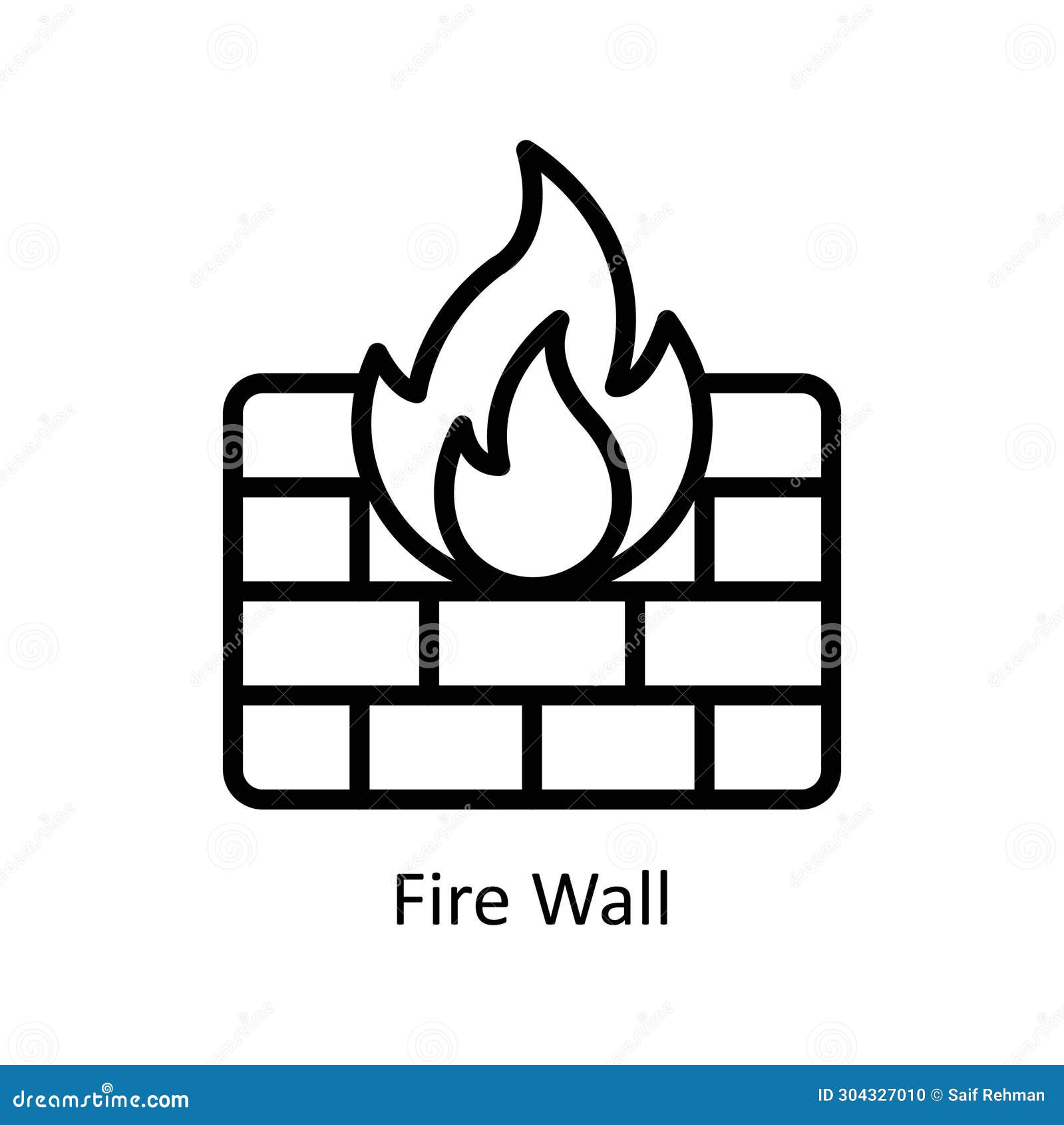 Fire Wall Vector Outline Icon Style Illustration. EPS 10 File Stock ...