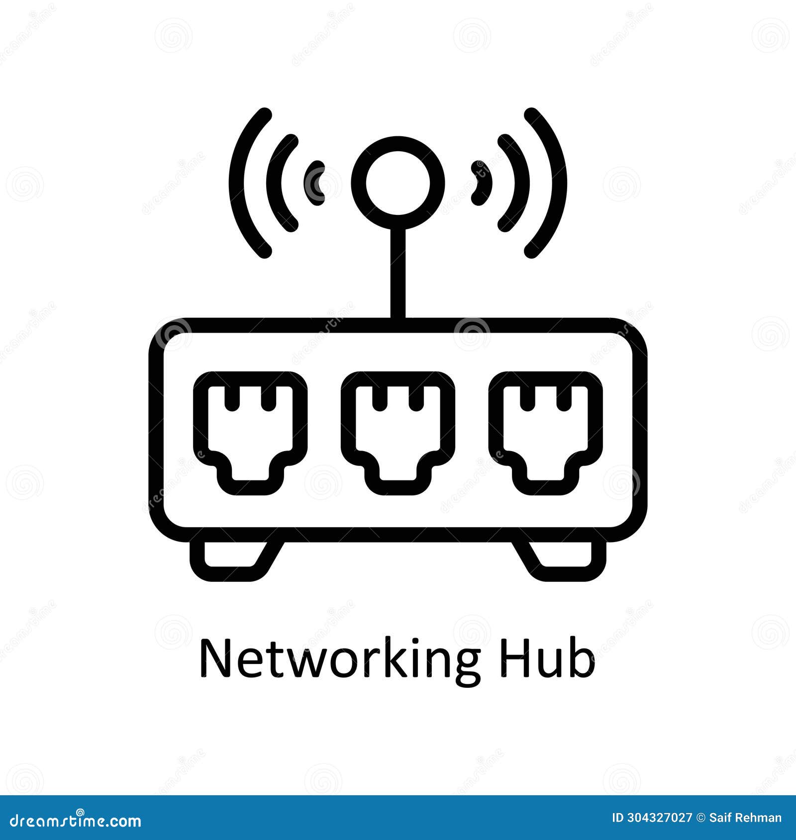 Networking Hub Vector Outline Icon Style Illustration. EPS 10 File ...