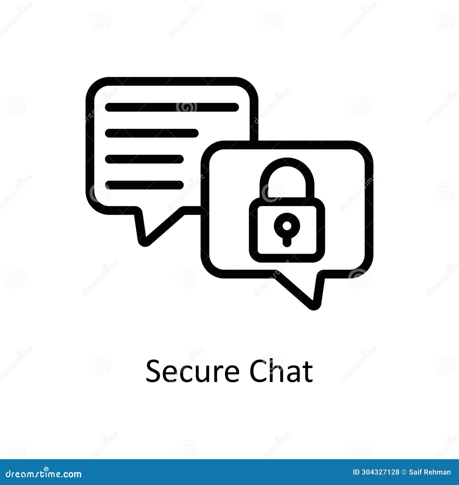 Secure Chat Vector Outline Icon Style Illustration. EPS 10 File Stock ...