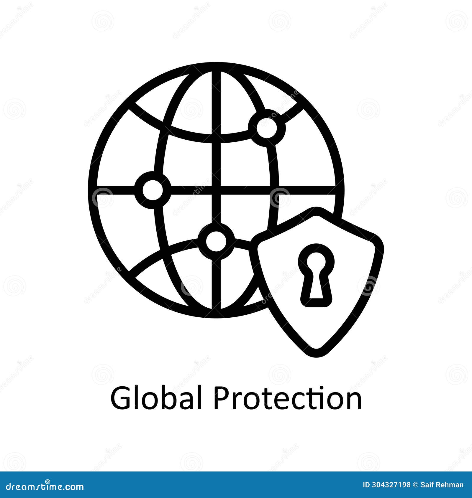 Global Protection Vector Outline Icon Style Illustration. EPS 10 File ...