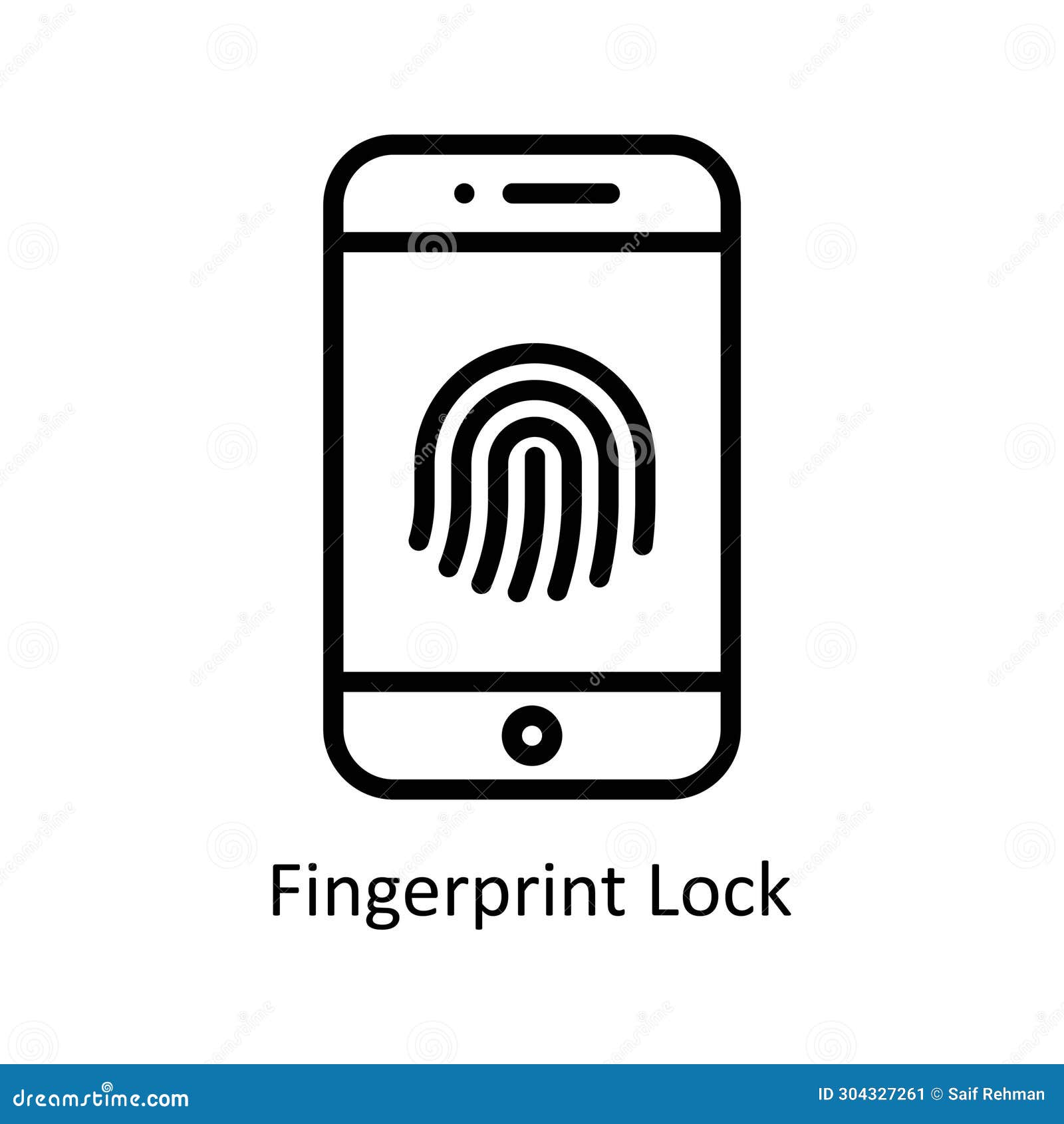Fingerprint Lock Vector Outline Icon Style Illustration. EPS 10 File ...