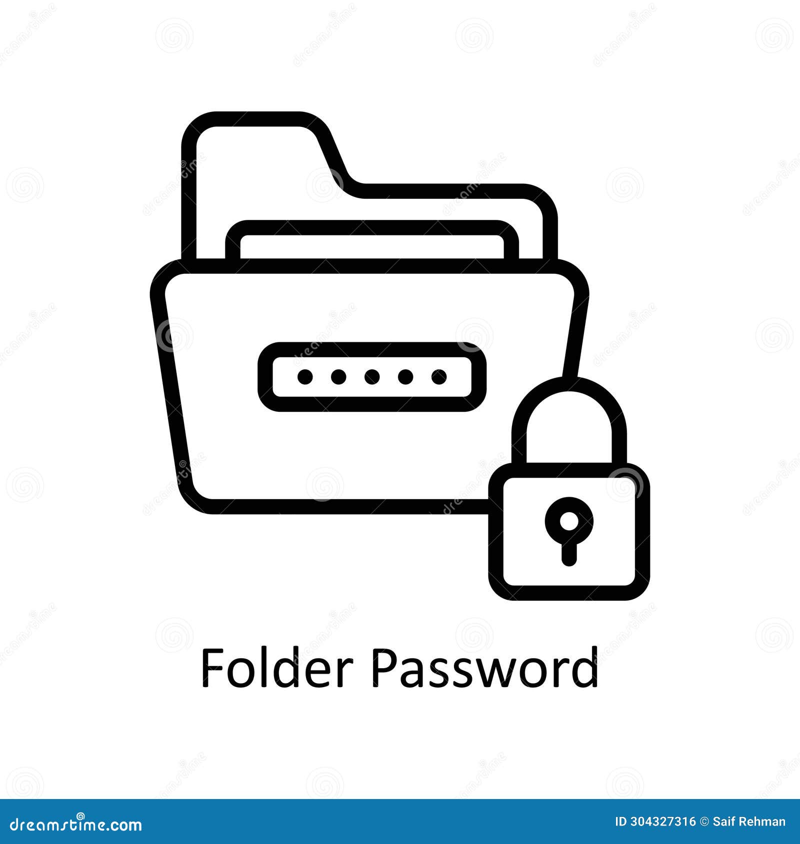 Folder Password Vector Outline Icon Style Illustration. EPS 10 File ...
