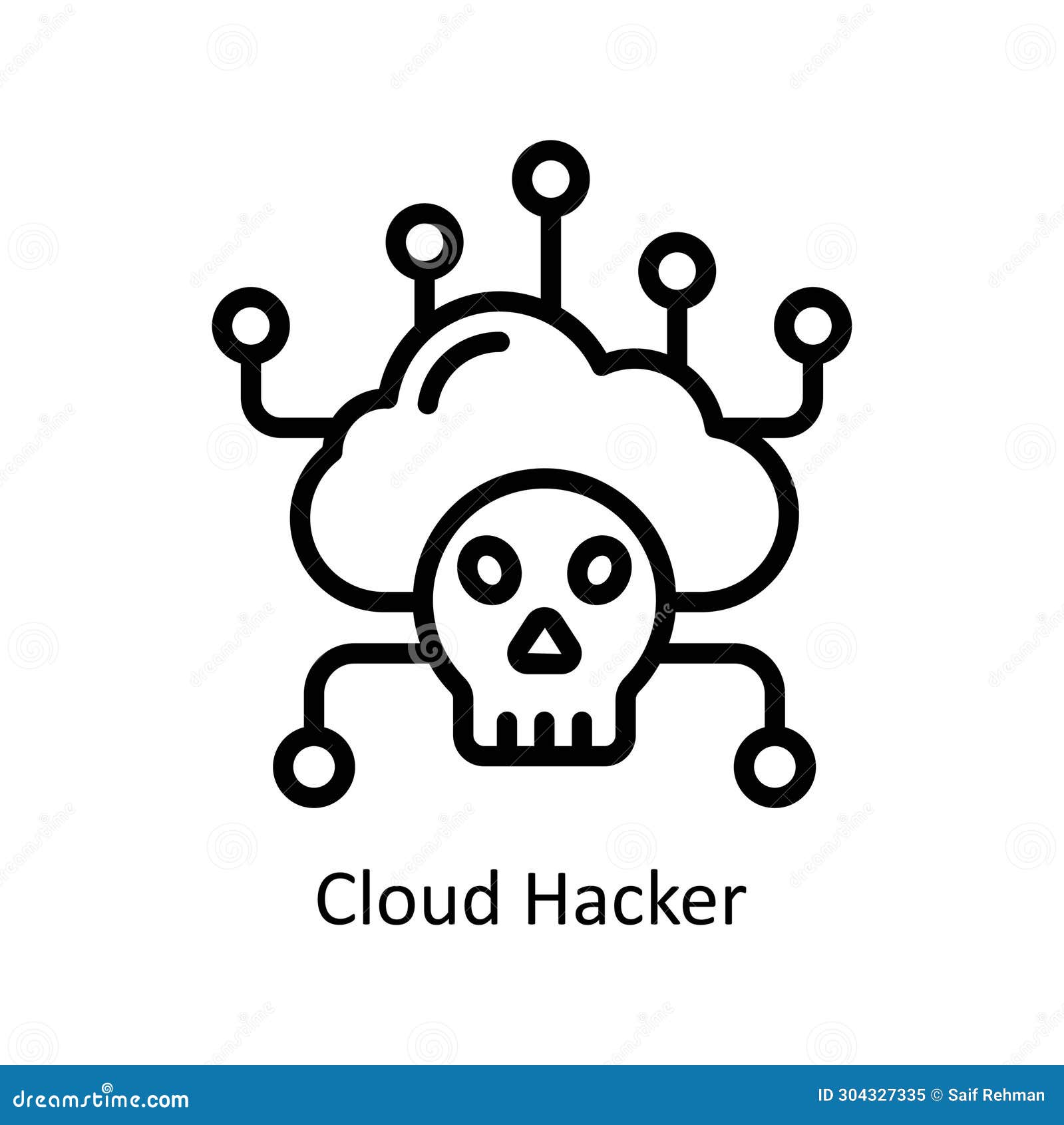 Cloud Hacker Vector Outline Icon Style Illustration. EPS 10 File Stock ...