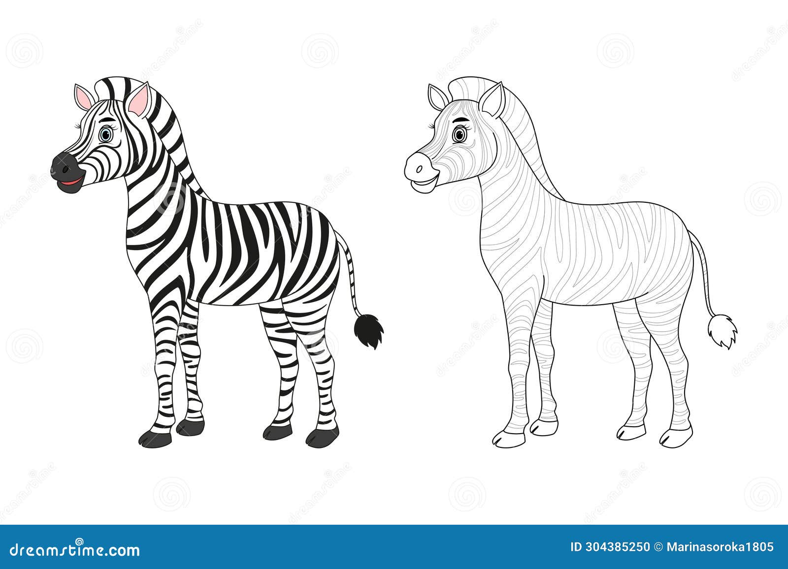 Zebra Line and Color Illustration. Stock Vector - Illustration of ...