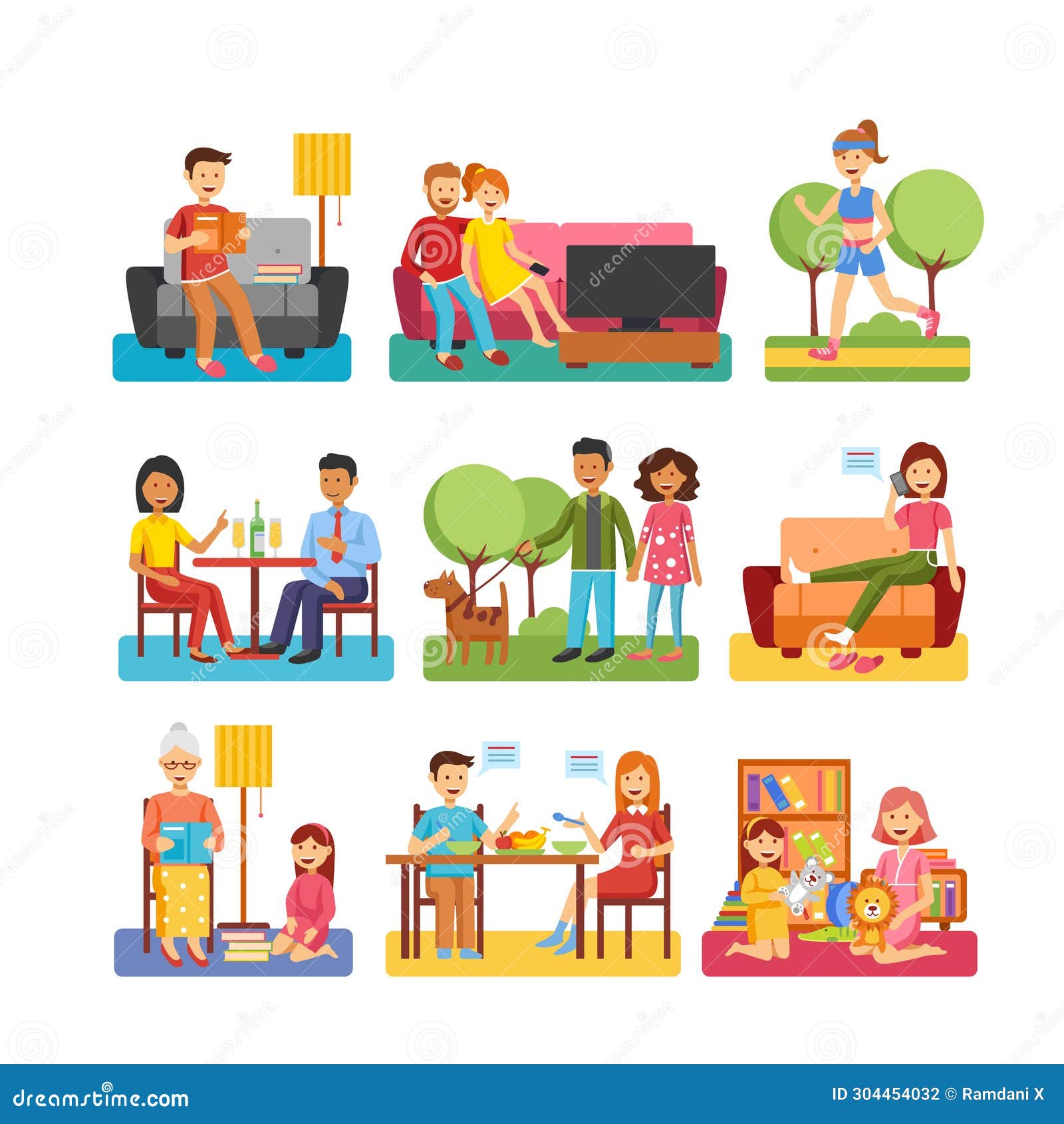 Design Template Various Harmonious Family Characters Stock Illustration ...