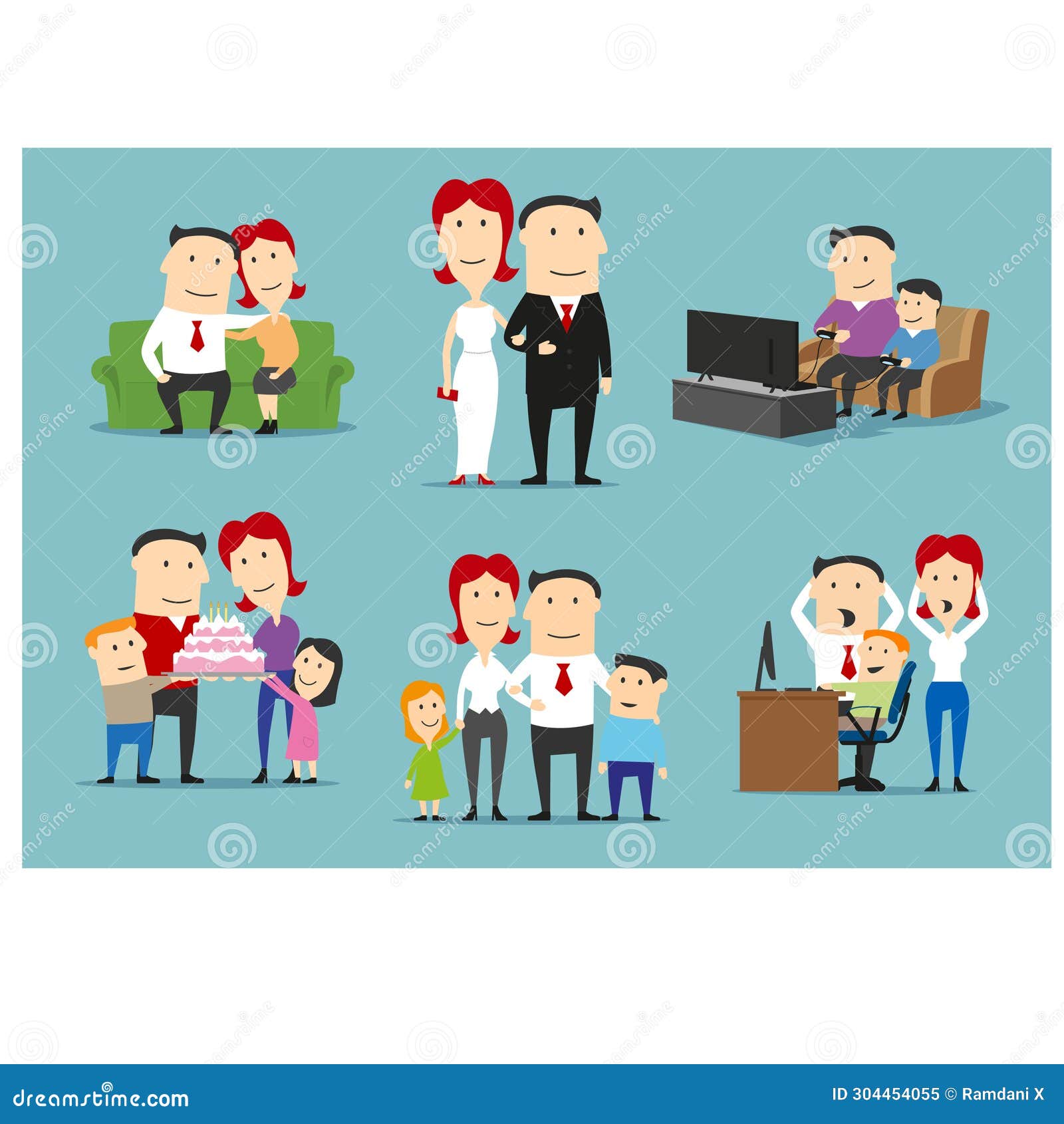 Design Template Various Harmonious Family Characters Stock Vector ...