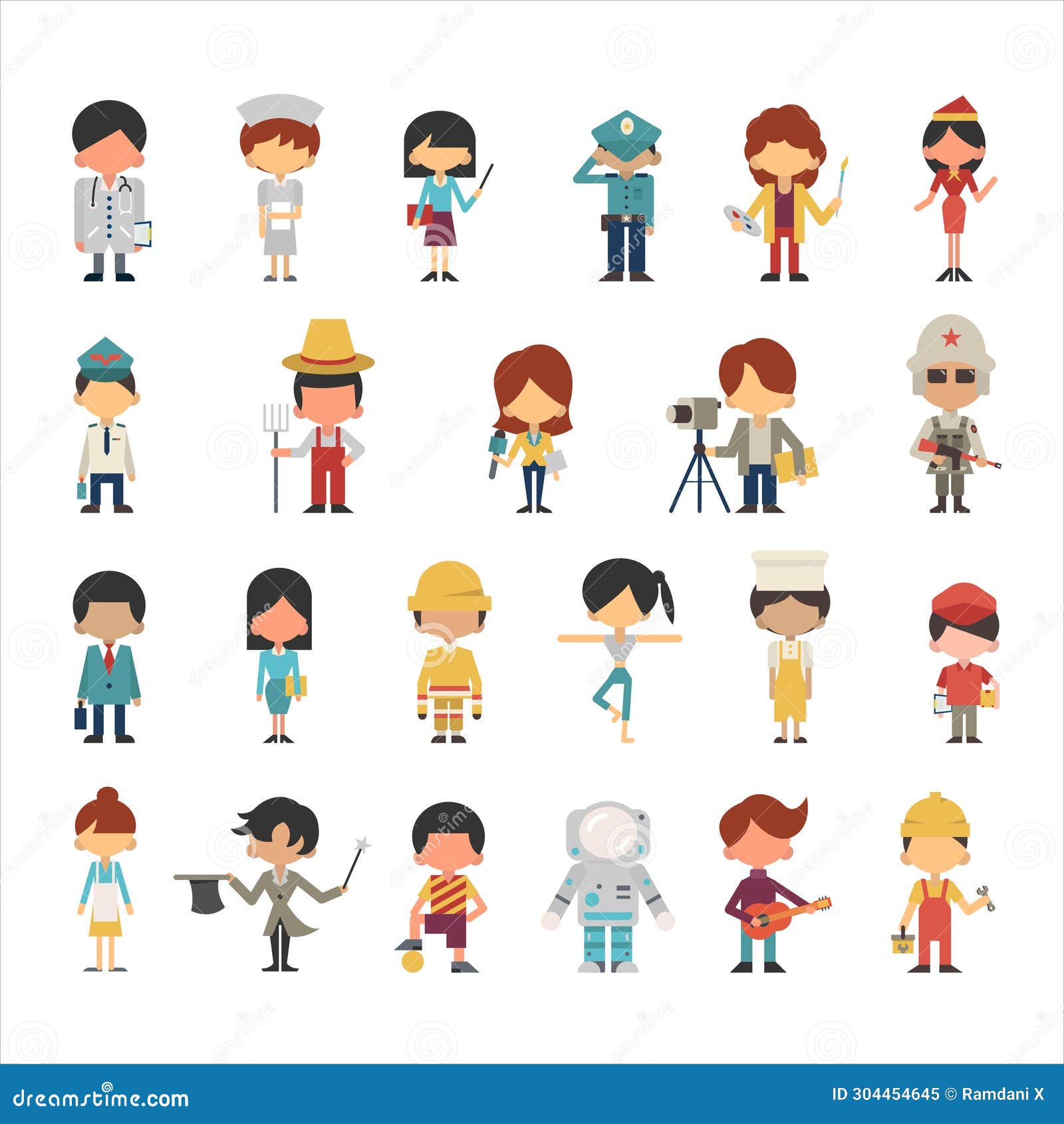 Design Template Various Human Characters According To Their Profession ...
