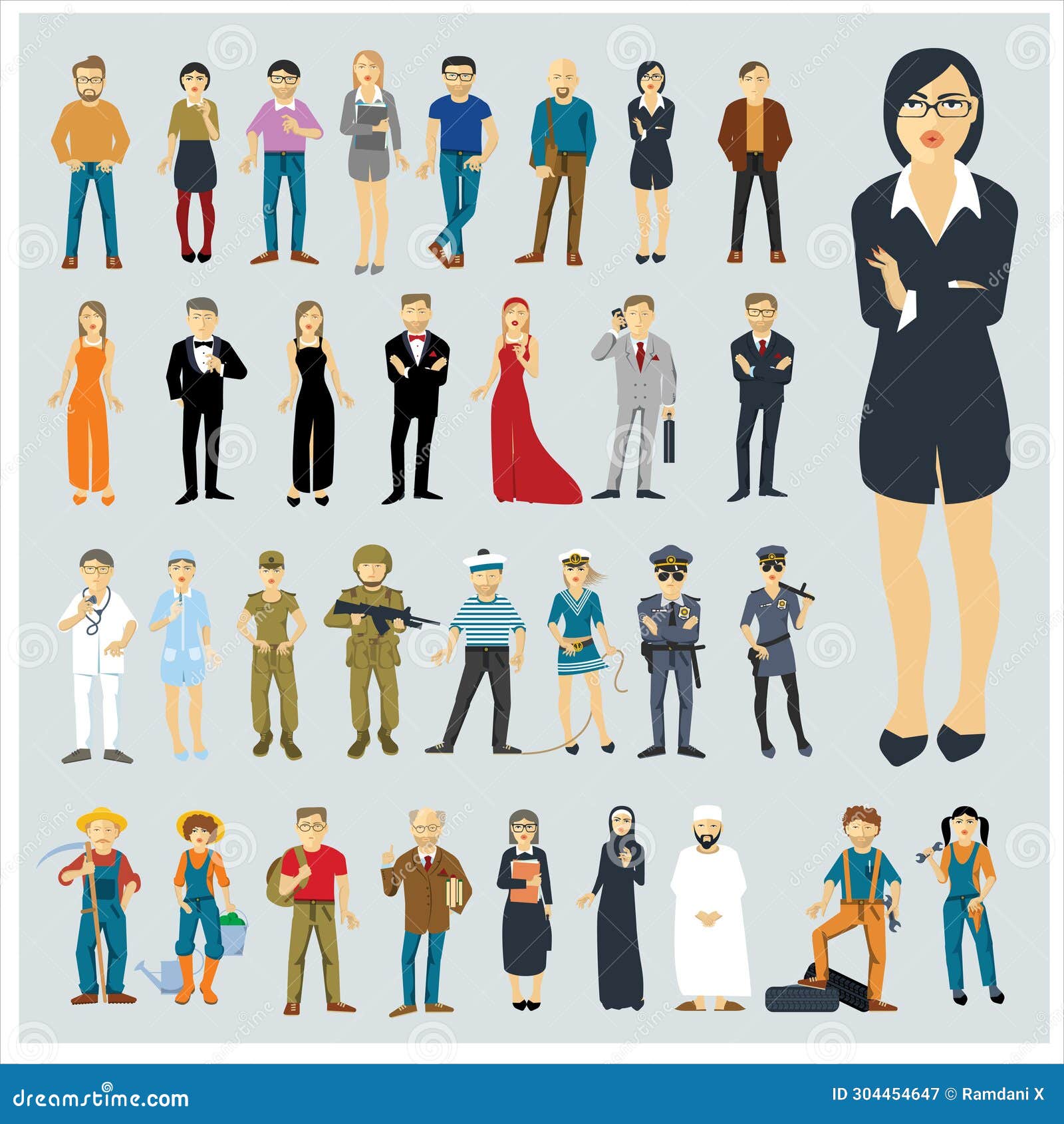 Design Template Various Human Characters According To Their Profession ...