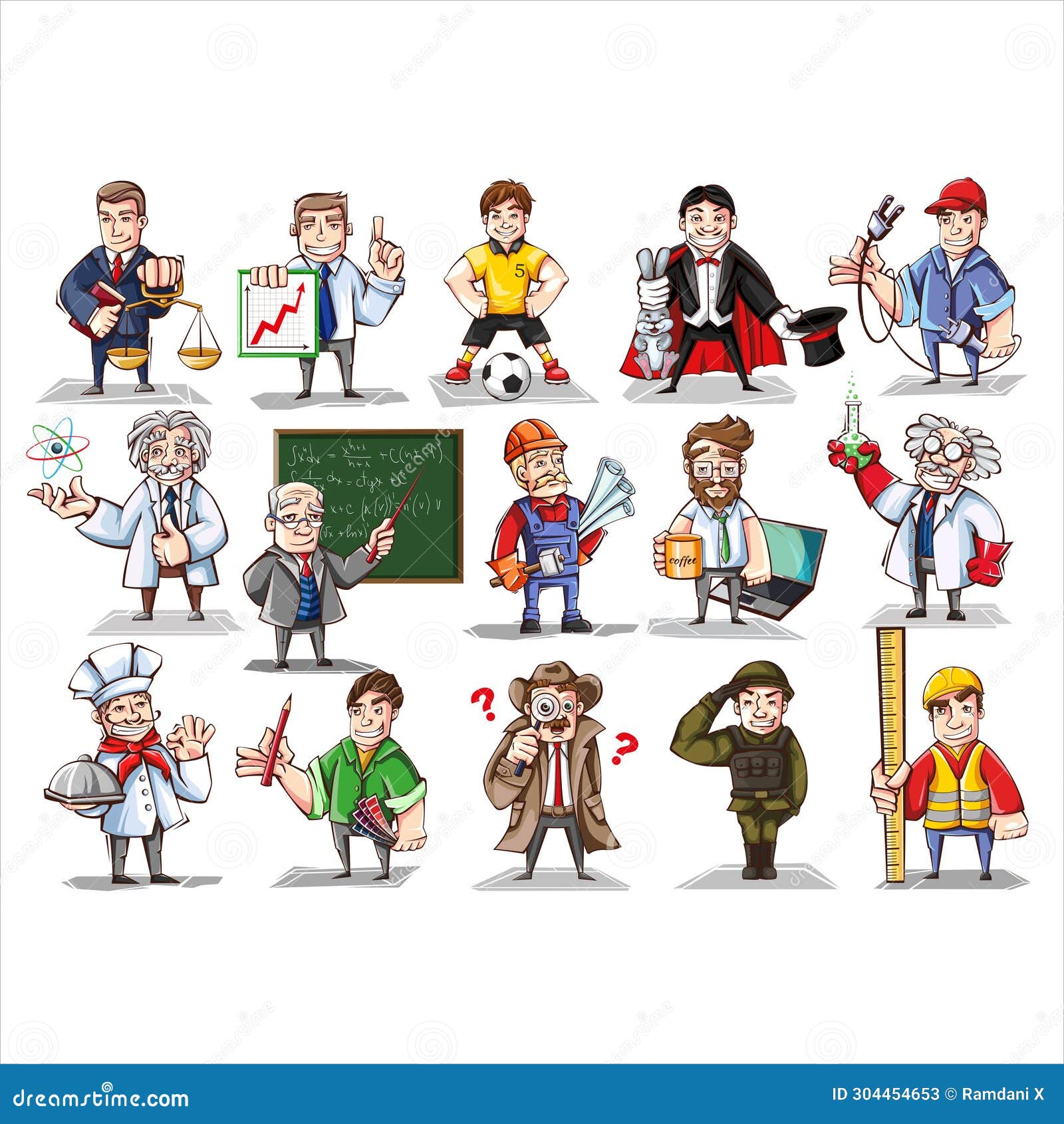 Design Template Various Human Characters According To Their Profession ...