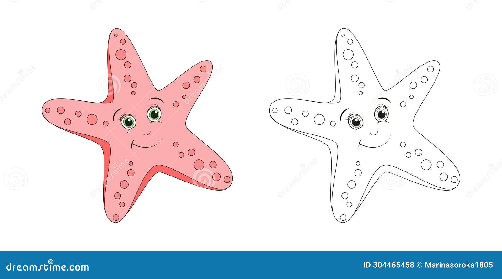 Starfish Line and Color Illustration. Stock Vector - Illustration of ...