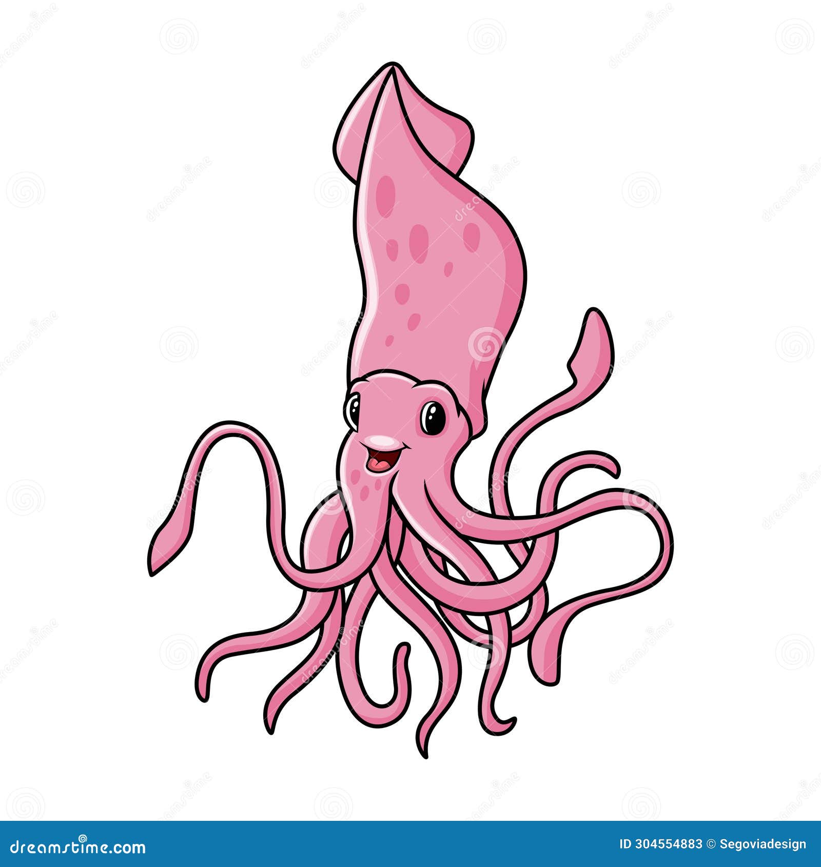 Cute Funny Squid Cartoon a Smile Stock Vector - Illustration of food ...
