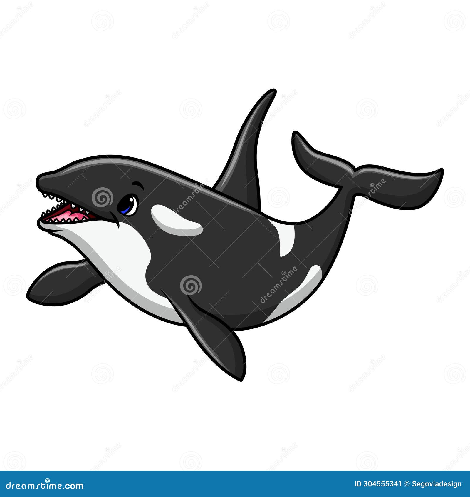 Cute Orca Cartoon a Swimming Stock Vector - Illustration of marine ...
