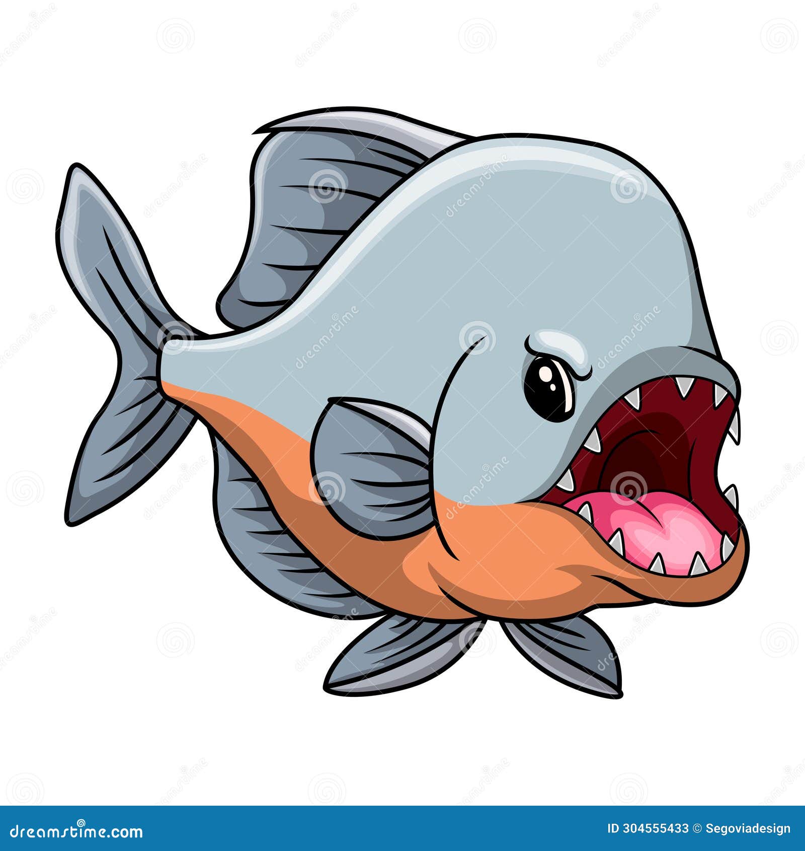 Cute Piranha Cartoon a Swimming Stock Vector - Illustration of ...