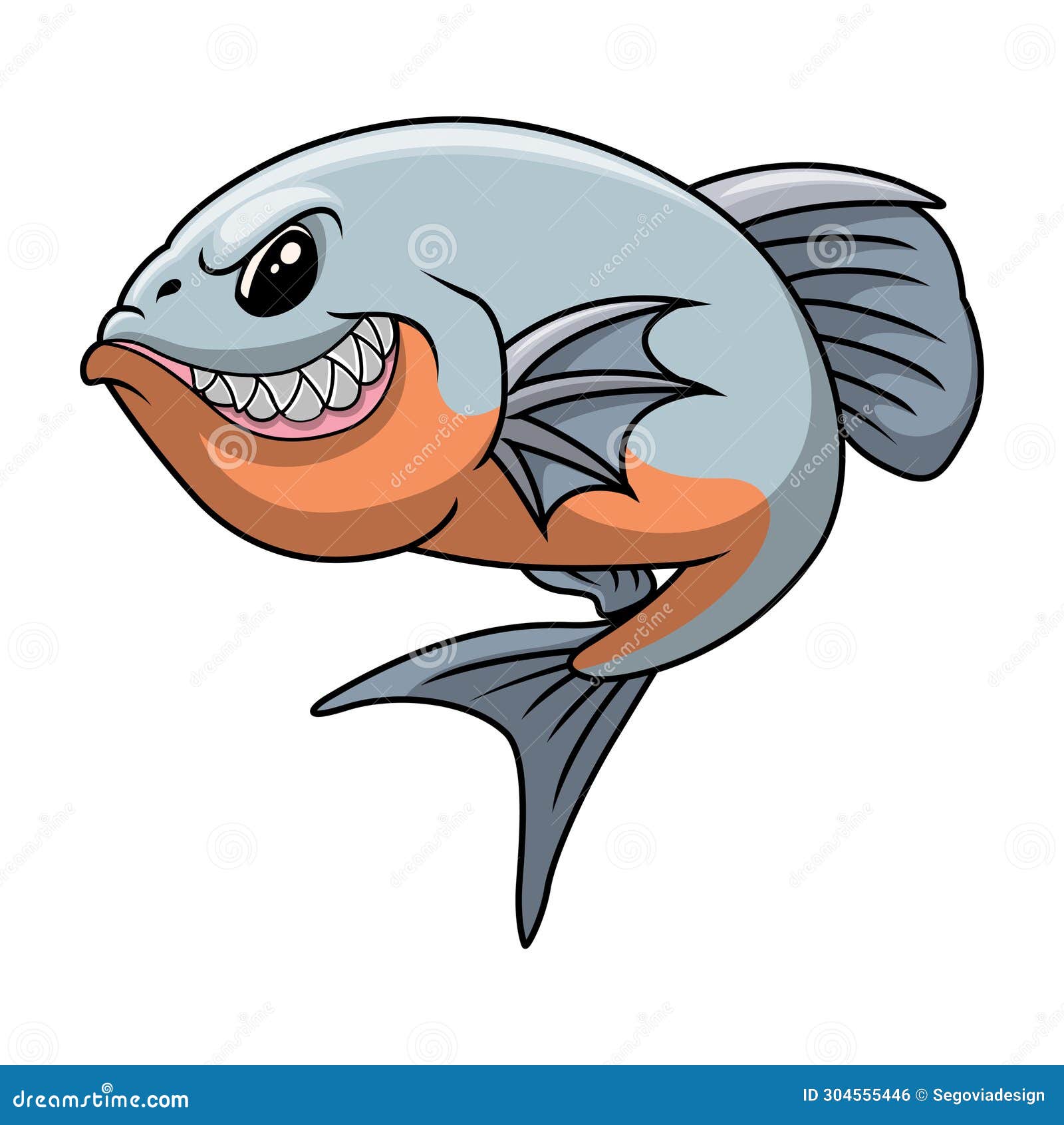 Cute Piranha Cartoon a Swimming Stock Vector - Illustration of isolated ...