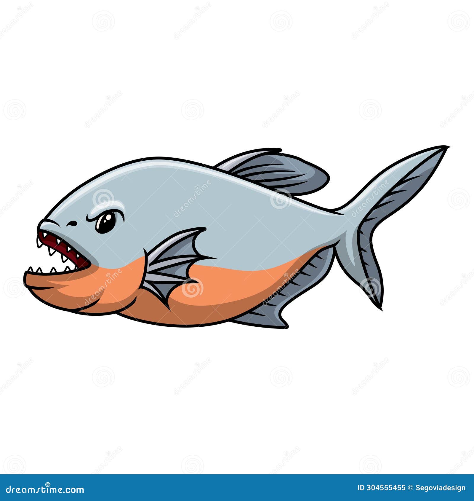 Set Of Cute Piranha Cartoon Icon Design Template With Various Models ...