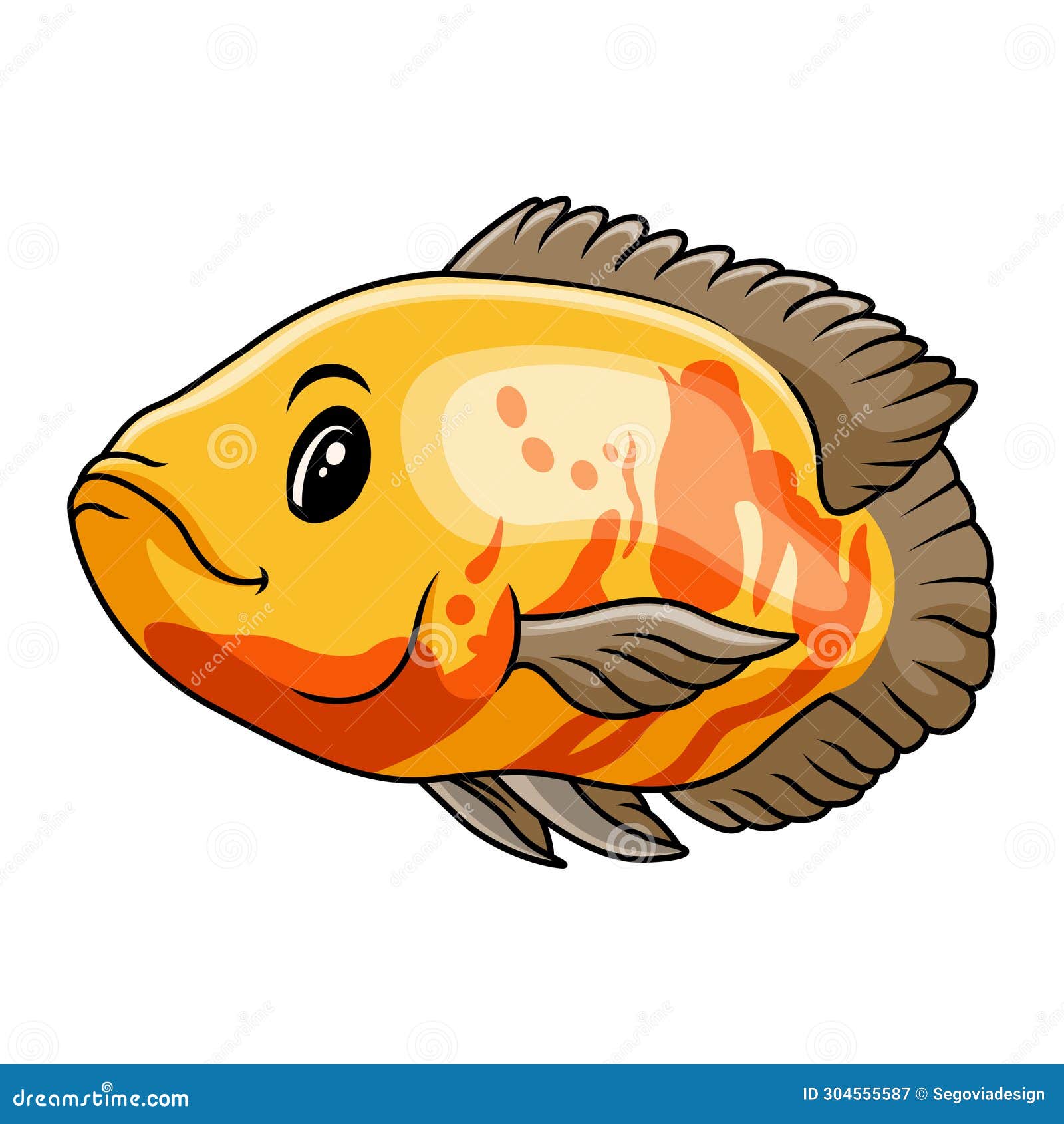 Oscar Fish Cartoon a Swimming Stock Vector - Illustration of oscar ...