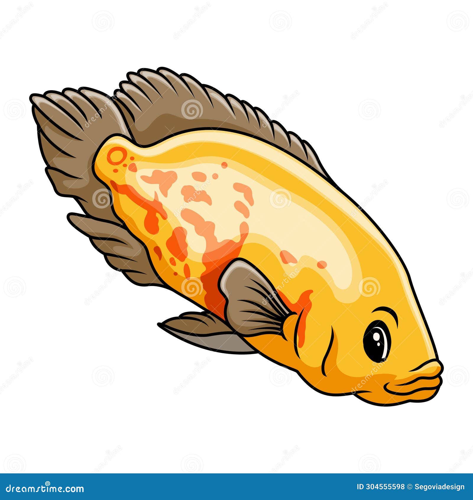 Oscar Fish Cartoon a Swimming Stock Vector - Illustration of aquatic ...