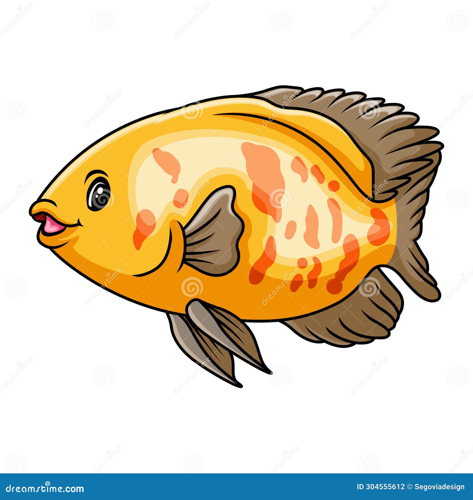 Oscar Fish Cartoon a Swimming Stock Vector - Illustration of cichlidae ...