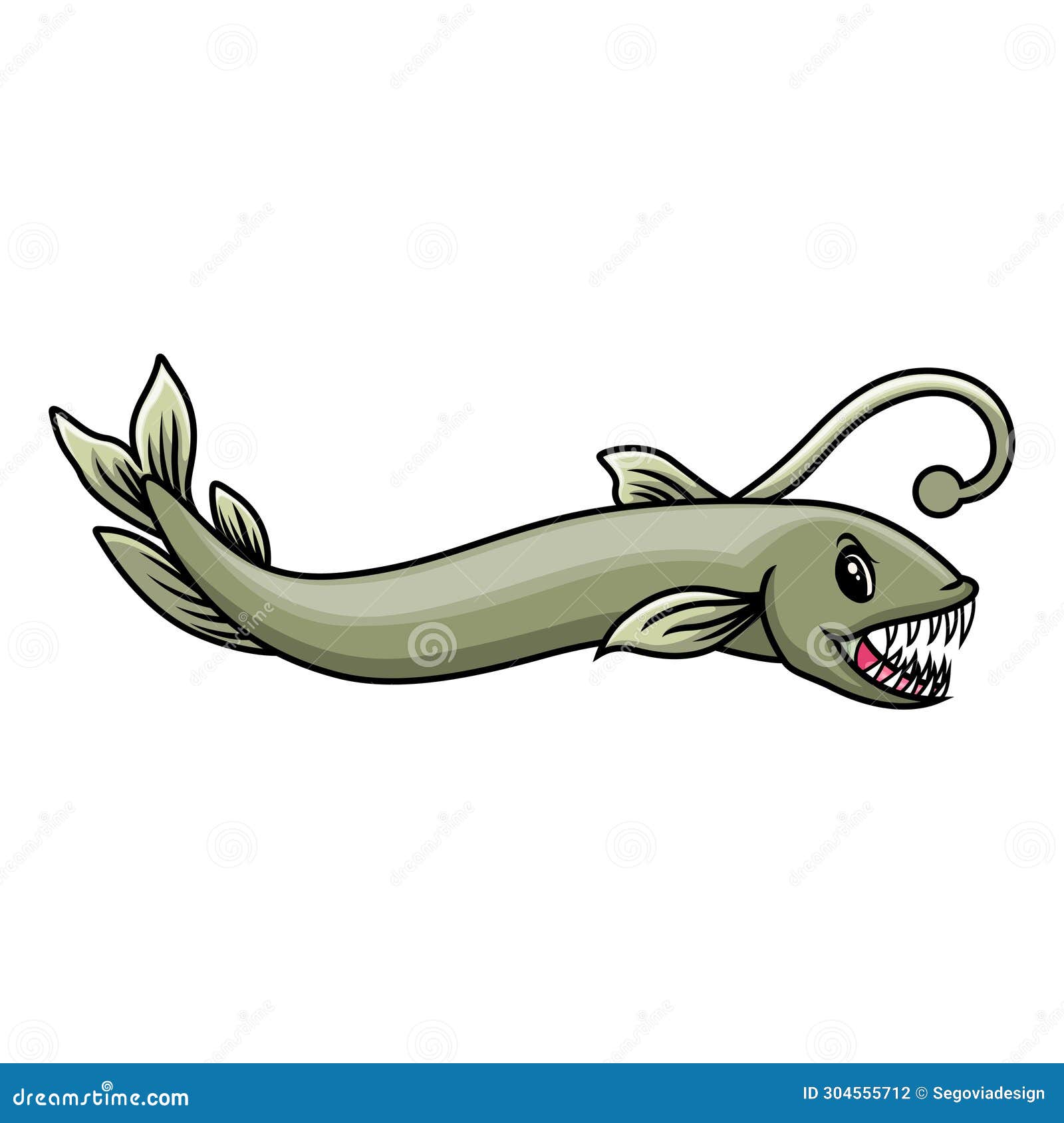 Funny Cartoon Viperfish a Swimming Stock Vector - Illustration of ...