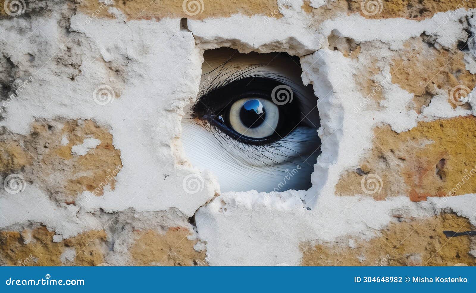 Something is Closely Watching What is Happening Outside Behind the Wall ...