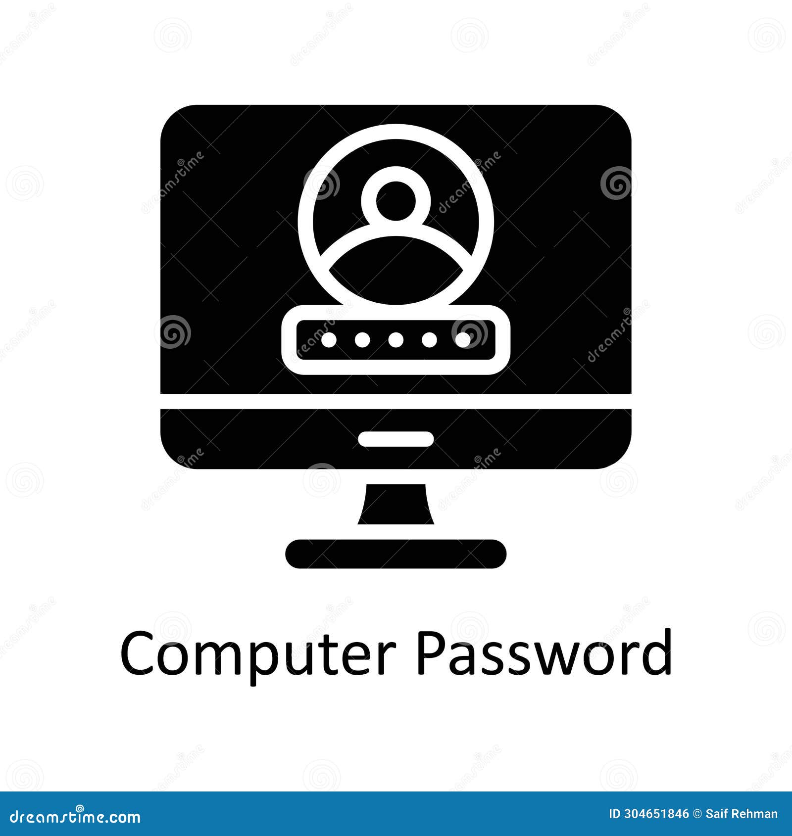 Computer Password Vector Solid Icon Style Illustration. EPS 10 File ...