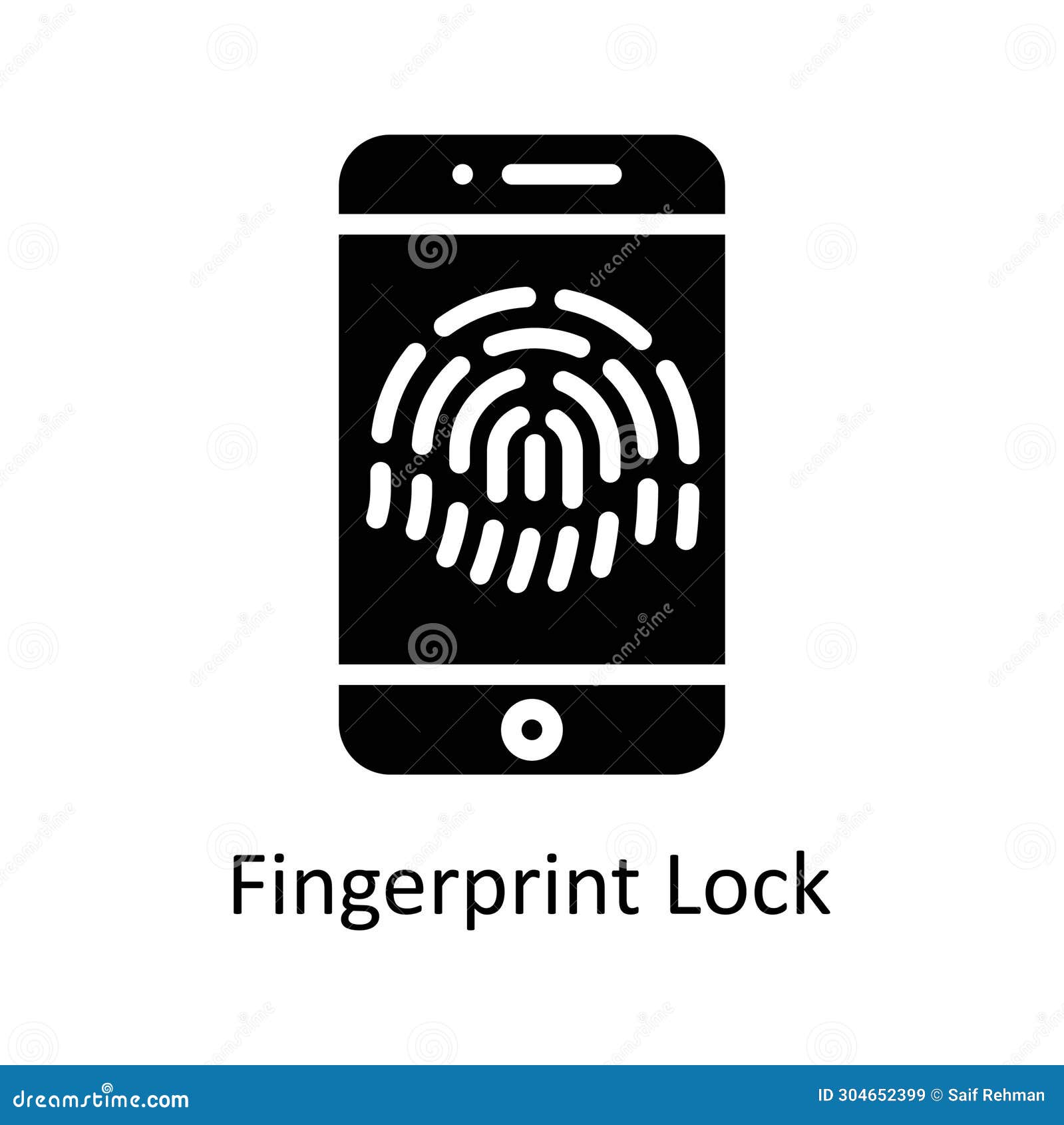 Fingerprint Lock Vector Solid Icon Style Illustration. EPS 10 File ...