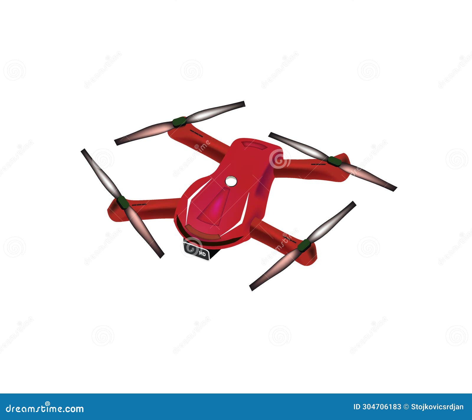 Red drone, view from top stock illustration. Illustration of aero ...