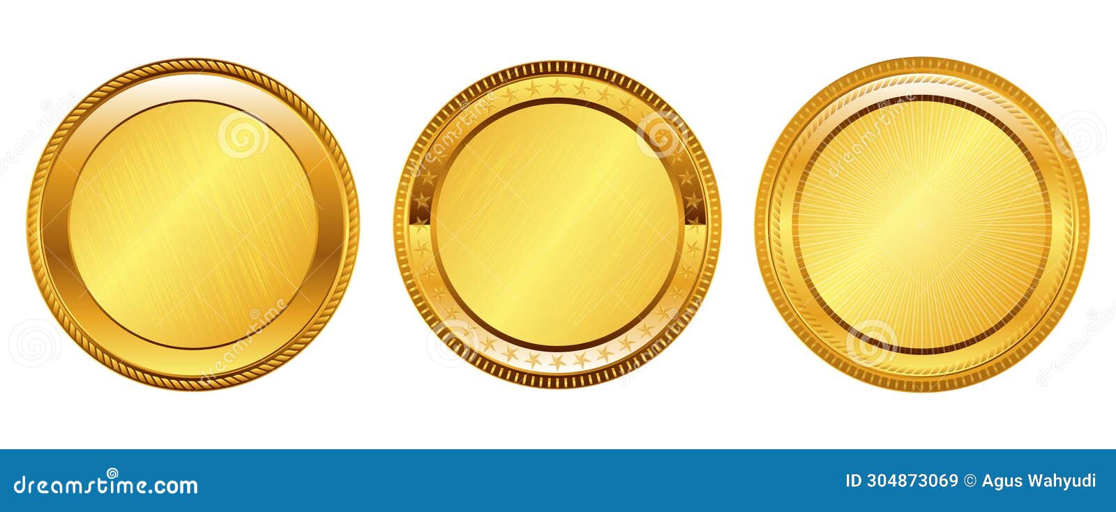 Set of Realistic Gold Coin. Easy To Modify. Stock Image - Image of ...